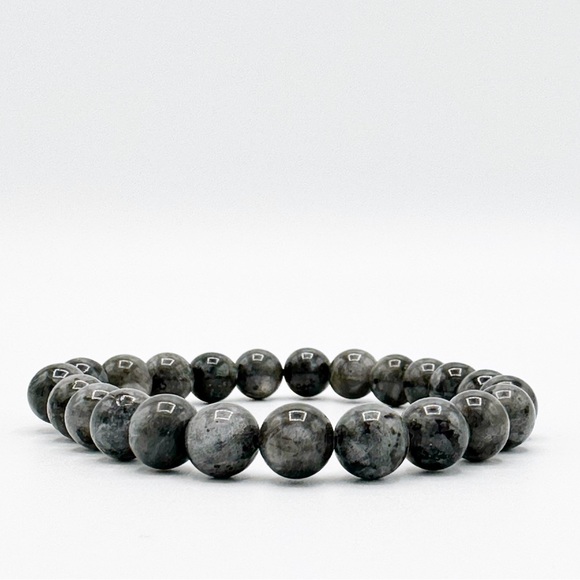Hand Crafted | Jewelry | Larvikite Natural Crystal Bead Bracelet Mystical Resilience | Poshmark